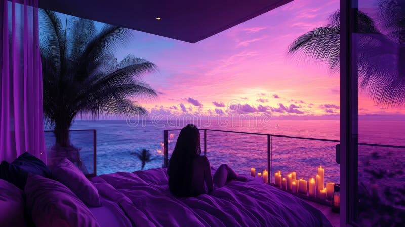 Oceanfront Balcony Sunset View Luxury Resort Room Stock Photos - Free ...