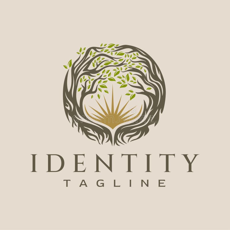 Luxury Sun Tree Logo Design Vector. Elegance Nature Landscape Abstract ...