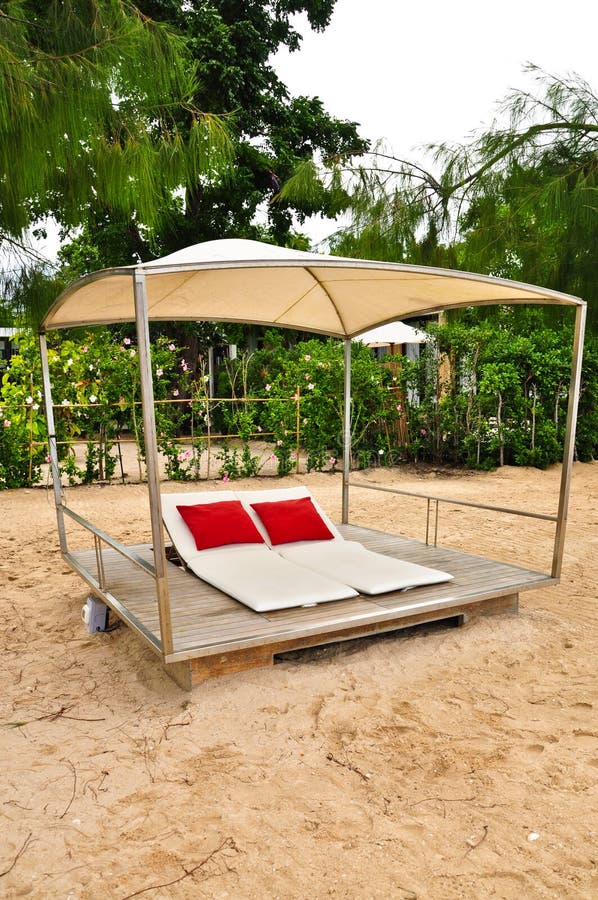 Luxury sunbed at the pool stock image. Image of sunbed - 159708867