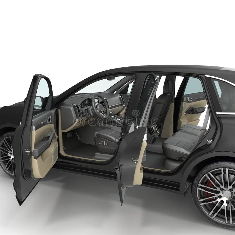Luxury SUV Interior Isolated on White. 3D Illustration Stock ...
