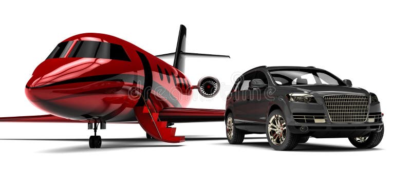 Luxury SUV with a Private Jet Stock Illustration - Illustration of ...