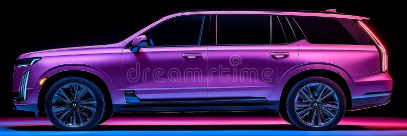 Luxury SUV Side View Modern Design Illuminated, Vibrant Showroom Lights ...