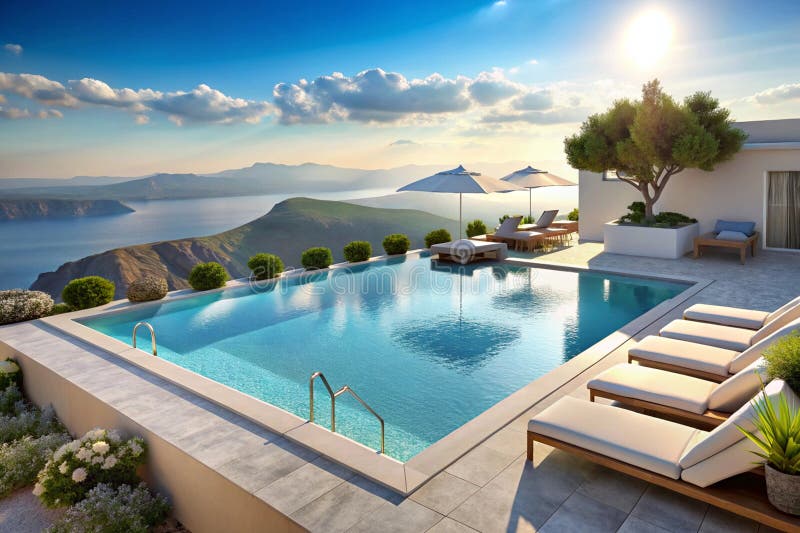 Luxury Swimming Pool Area 3d Rendering Stock Illustration ...