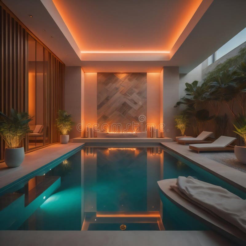 Luxury Swimming Pool Interior Design. Generative Ai Stock Illustration ...