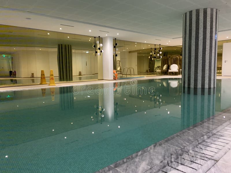 Luxury Swimming Pool in a Spa Hotel Interior Stock Image - Image of ...