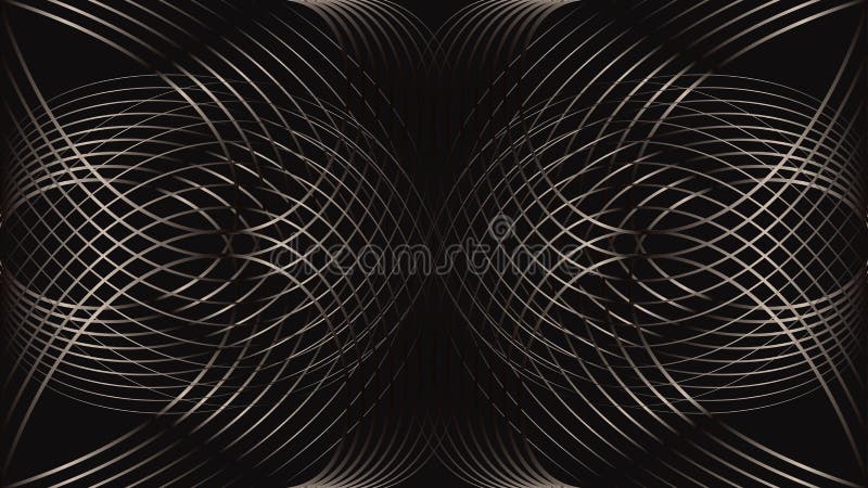 Luxury Symmetrical Gold Curved Line Pattern on a Black Background Stock ...