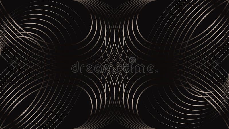 Luxury Symmetrical Silver Curved Line Pattern on a Black Background ...