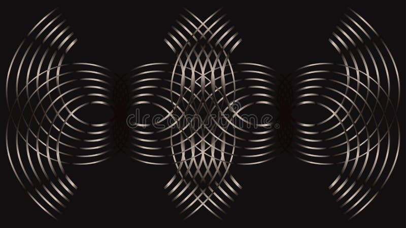 Luxury Symmetrical Silver Curved Line Pattern on a Black Background ...