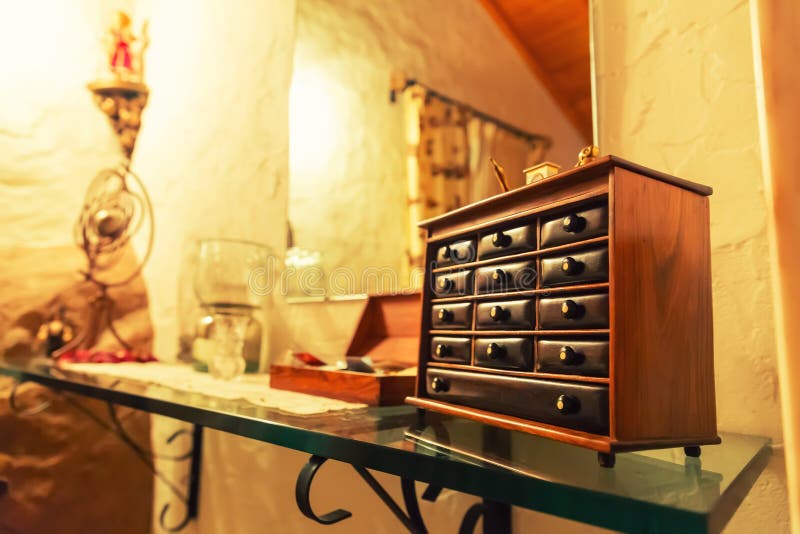 Luxury table with boxes stock image. Image of brick, elegance - 59973185