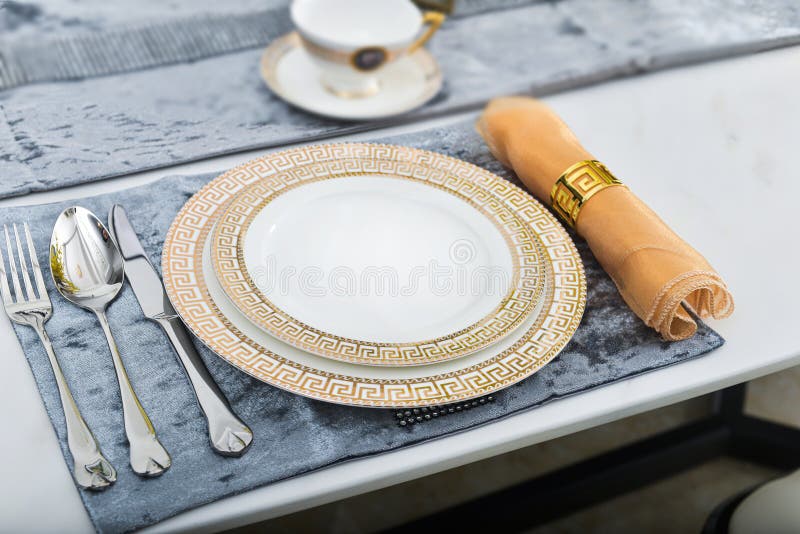 Luxury Tableware Dinnerware Stock Photo - Image of empty, fork: 81272964