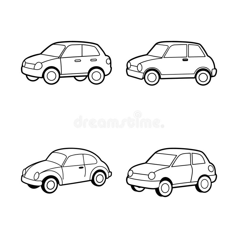 Minimalist Compact Car Vector Set – Classic and Modern Designs Stock ...