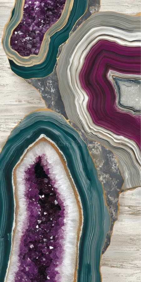 Luxury Teal and Silver Marble Texture with Purple and White Amethyst ...