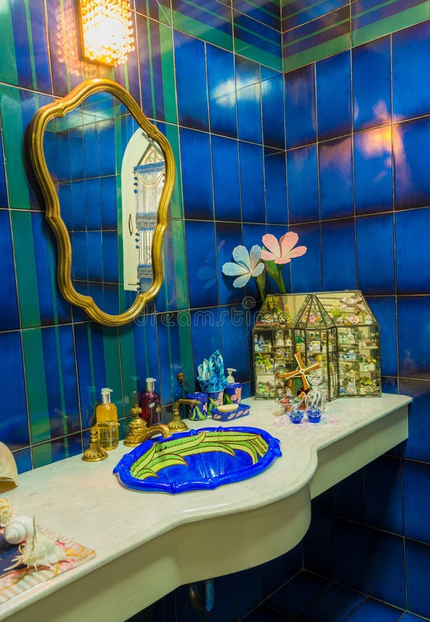Luxury Toilet, Decorate in Marine Style Stock Image - Image of flower ...