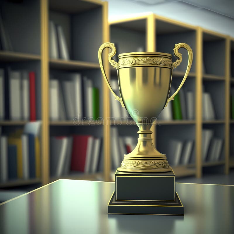 Luxury Trophy at Library. Generative AI Stock Illustration ...