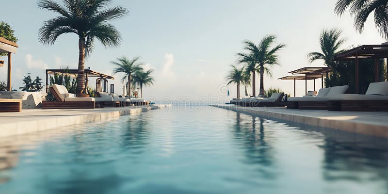 Luxury Tropical Resort Pool Beachfront Paradise Stock Illustration ...