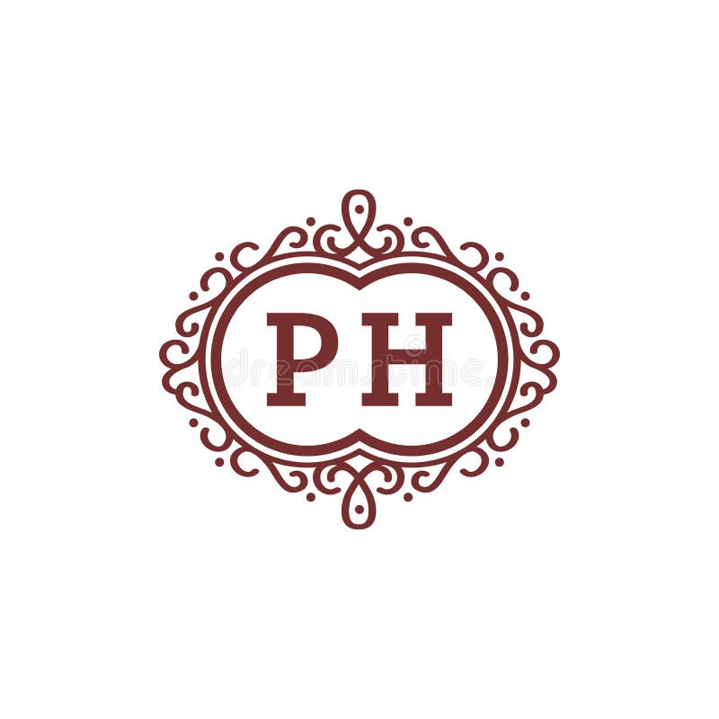 PH Letter Logo Elegant Swirl Initial Design Stock Vector - Illustration ...