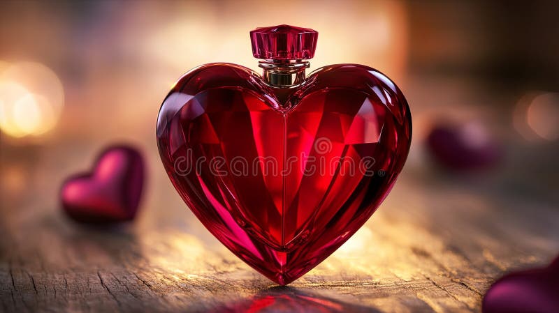 A Luxury Valentines Perfume Bottle with a Ruby-red Heart-shaped Design ...