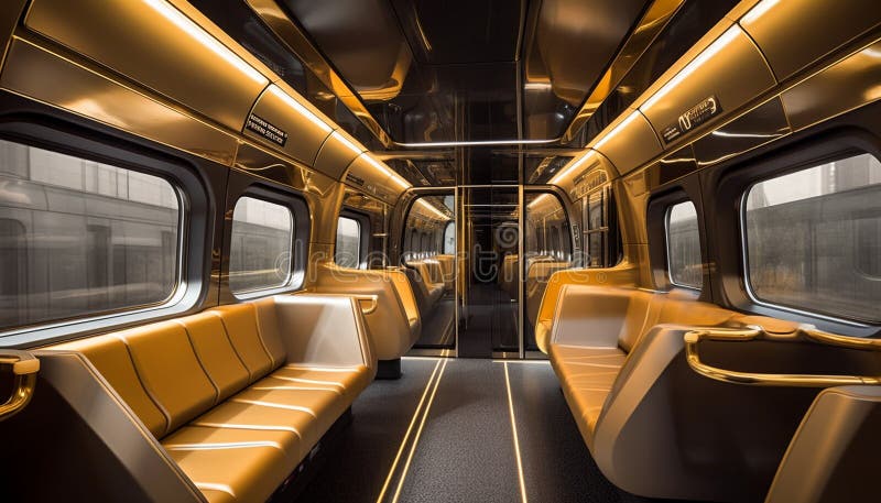 Luxury Vanishing Point of Modern Subway Train Generated by AI Stock ...
