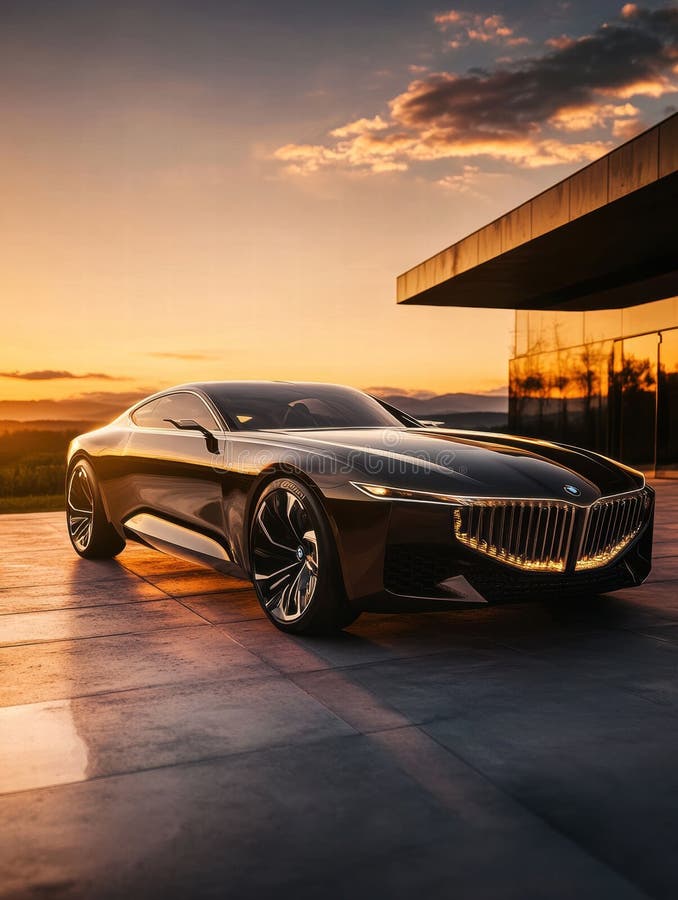 Sleek Luxury Car Showcased in a Modern Architectural Setting during a ...