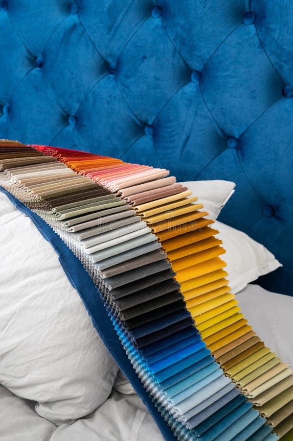 Luxury Velvet Samples in Gradient Colors Placed on a Pillow in a Bed ...