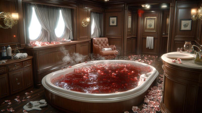 Luxury Vessel Bathroom: Red Rose Petals Bath Stock Image - Image of ...