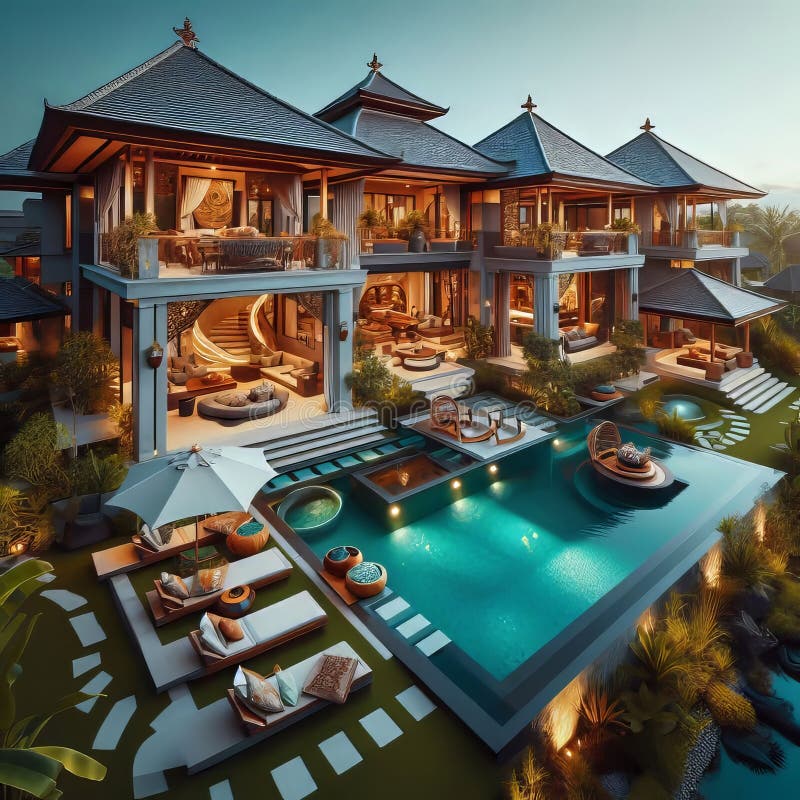 Luxury villa in Bali style stock image. Image of lifestyle - 323542585