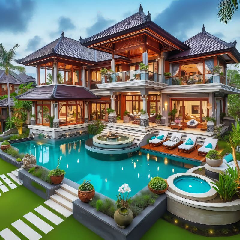 Luxury villa in Bali style stock photo. Image of luxury - 323543554