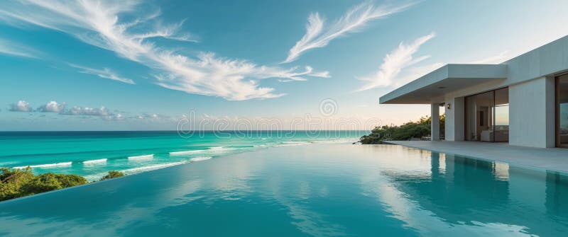 Luxury Villa Infinity Pool Ocean View Paradise. Stock Photo - Image of ...