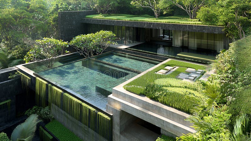 Luxury Villa, Infinity Pools, Lush Garden, Tropical Setting ...