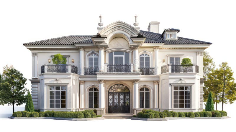 Luxury Villa Isolated on White Created with Generative AI. Big Windows ...