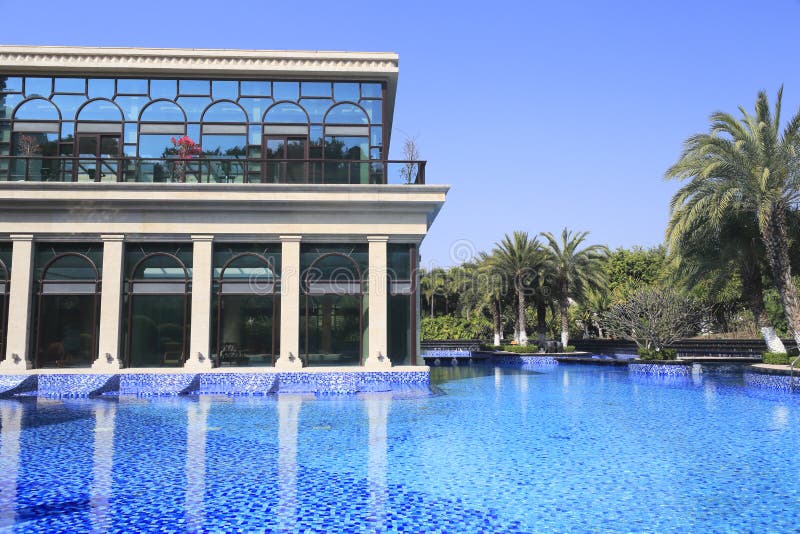 Luxury Villa with Swimming Pool Stock Photo - Image of luxury, tree ...