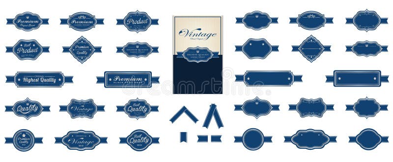 Luxury Vintage Blue Premium Labels Vector Design. Stock Vector ...