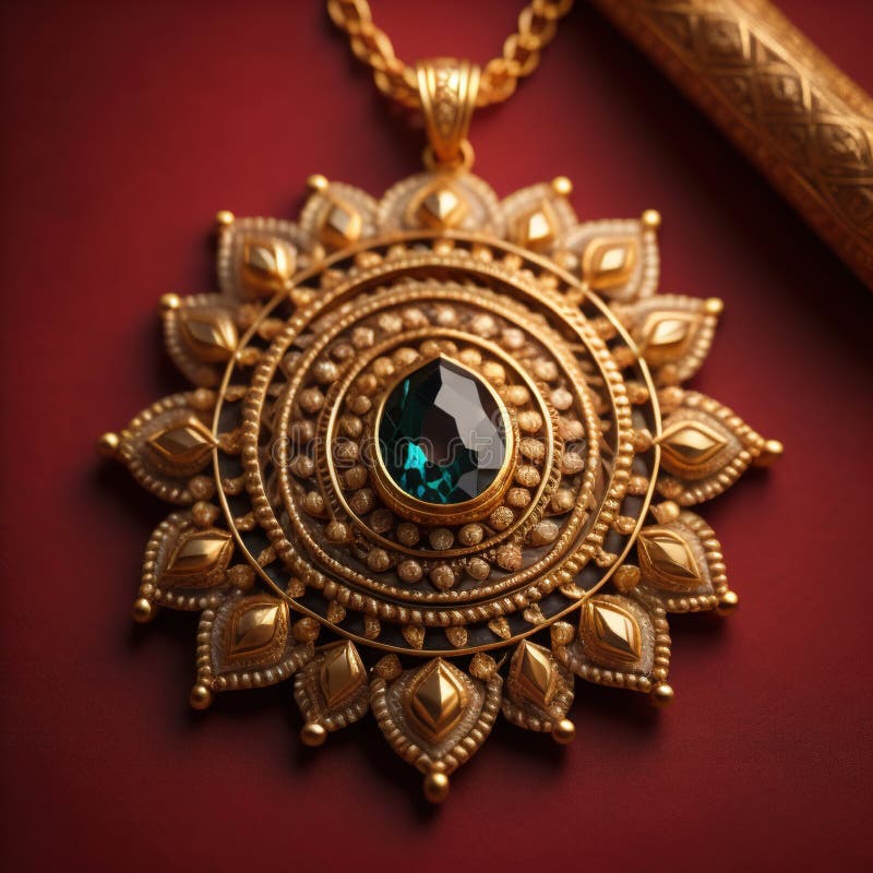 Luxury Vintage Gold Pendant with Precious Colored Gemstones Stock ...