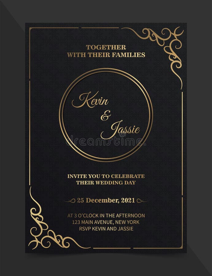 Luxury Vintage Golden Vector Invitation Card Template Stock Vector ...