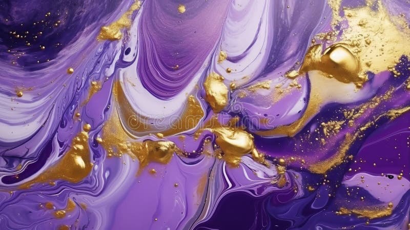 Luxury Violet Gold Liquid Paint Background, Close Up. Generative AI ...