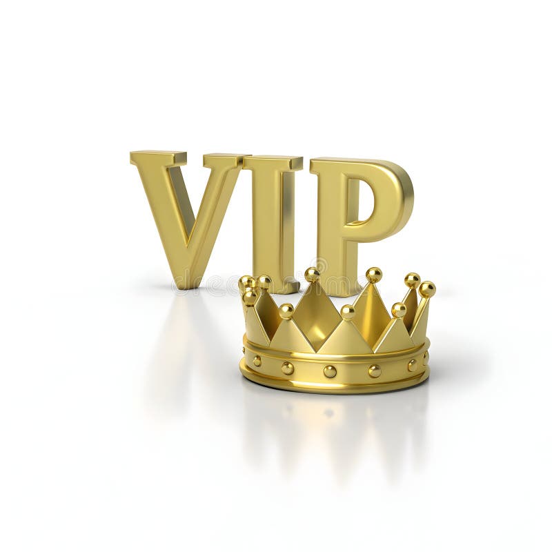 VIP Text with Golden Crown 3D Render Illustration Isolated on White ...