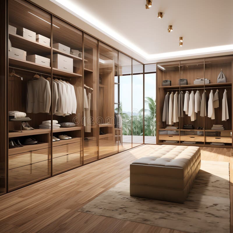 Luxury Walk in Closet Interior, Beautiful Design Stock Illustration ...