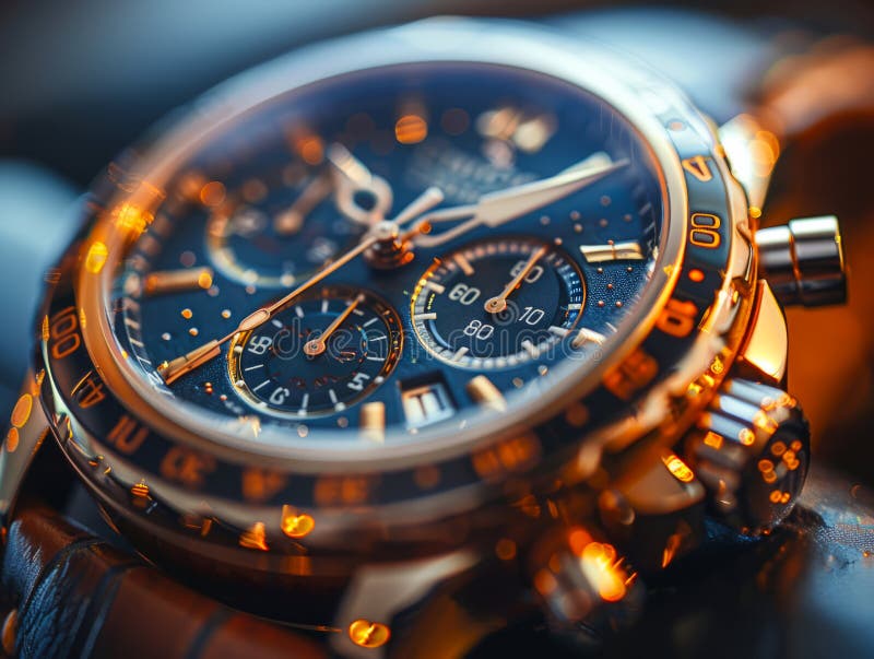 Luxury Watch: Luxury Watch with Leather Strap and Roman Numerals Stock ...