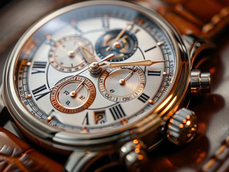 Luxury Watch: Luxury Watch with Leather Strap and Roman Numerals Stock ...