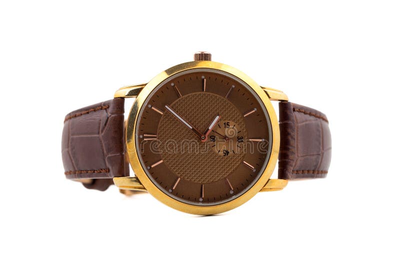 Luxury Watch with a Leather Strap on White Background Stock Image ...
