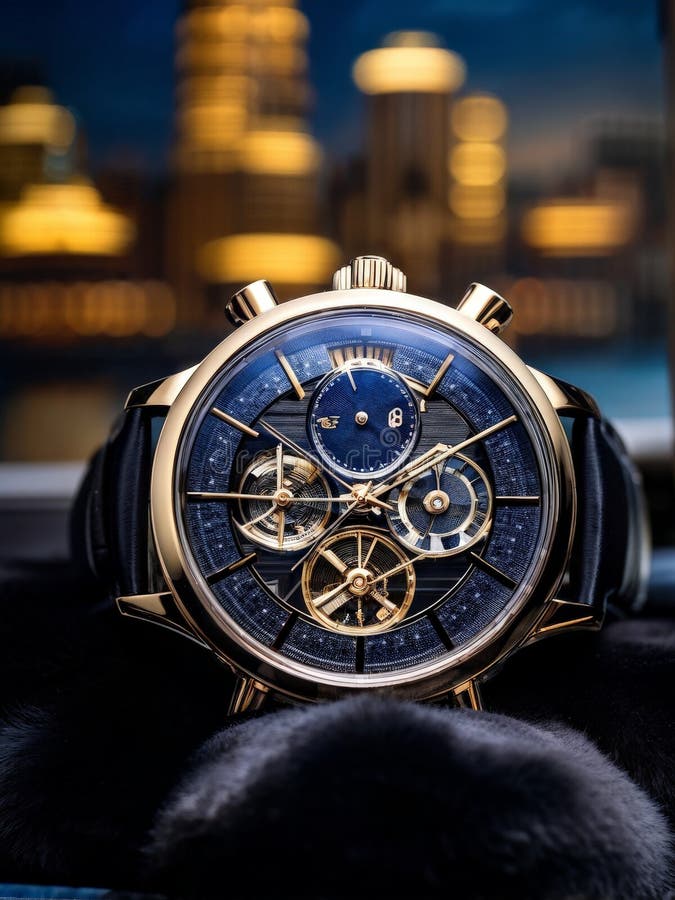 Luxury Watch on a Wooden Table Stock Illustration - Illustration of ...