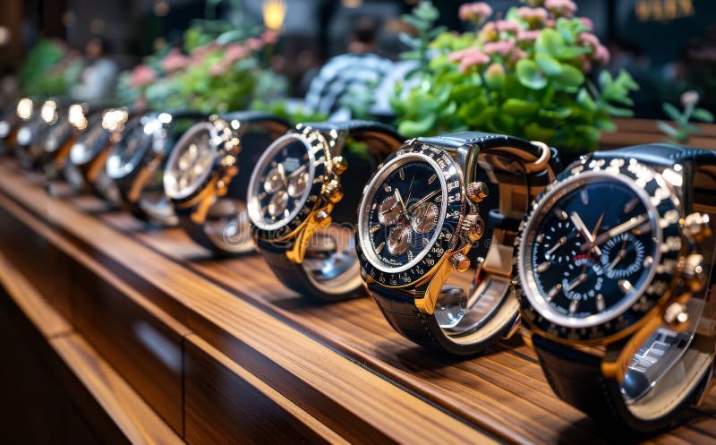 Luxury Watches in Row. Business Concept Stock Image - Image of retail ...