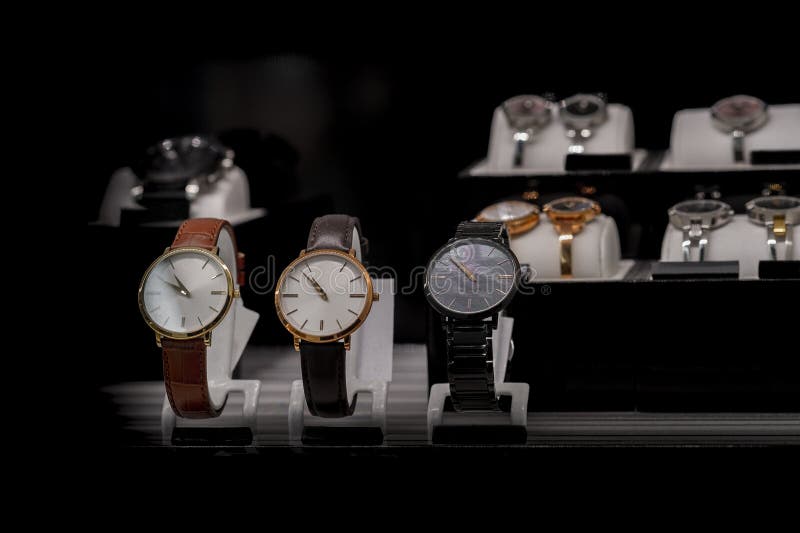 Collection of Modern Watches in the Shop Window Stock Image - Image of ...