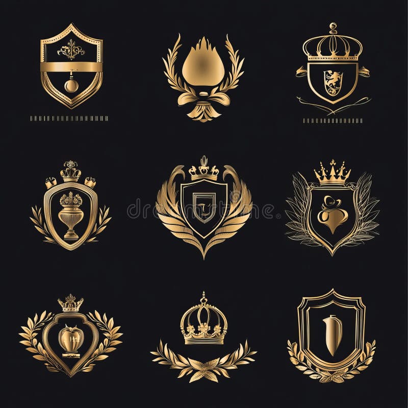 Luxury Weapon Emblems Set. Heraldic Coat of Arms Decorative Logos ...