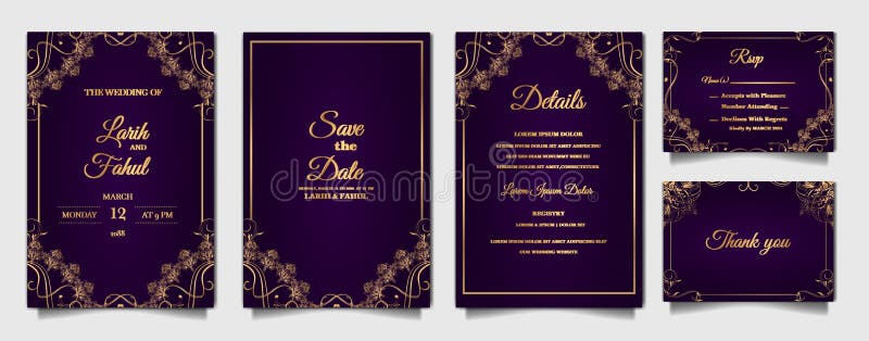 Luxury Wedding Invitation Cards Set Stock Vector - Illustration of ...