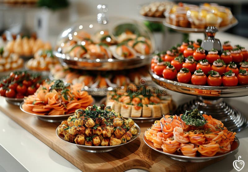 Luxury Wedding Mini Buffet Featuring an Array of Gourmet Dishes at an ...