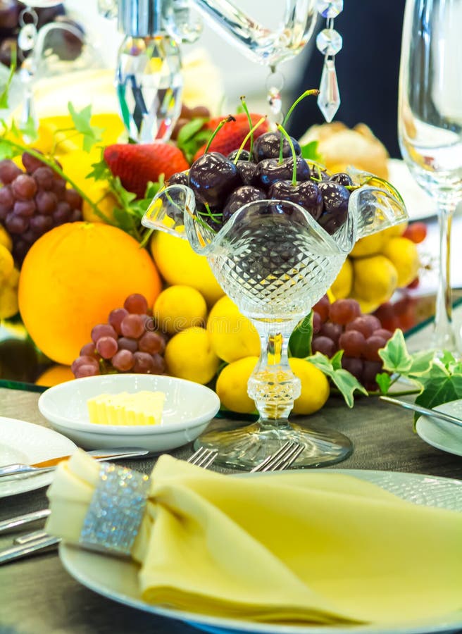 Luxury Wedding Party Dinner Table Setting Concept Stock Photo - Image ...