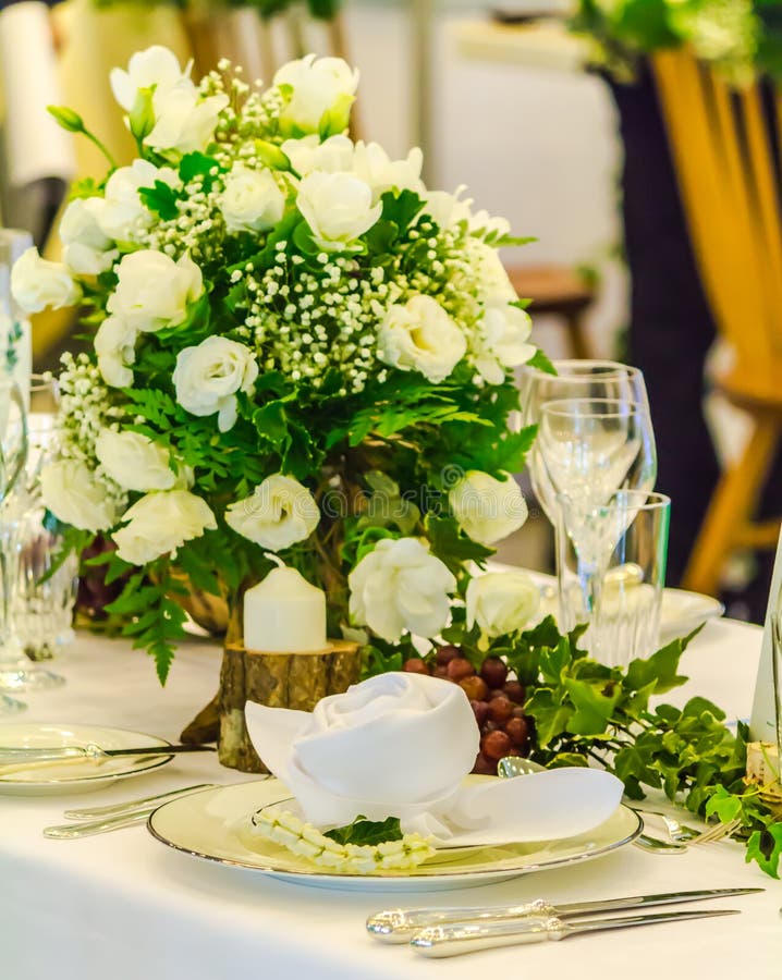 Luxury Wedding Party Dinner Table Setting Concept Stock Photo - Image ...