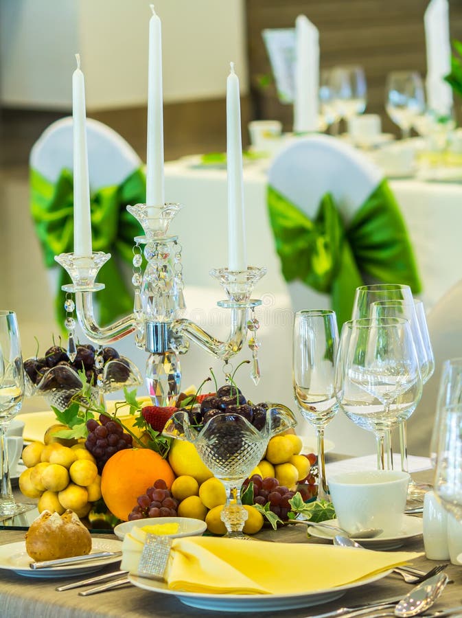 Luxury Wedding Party Dinner Table Setting Concept Stock Image - Image ...