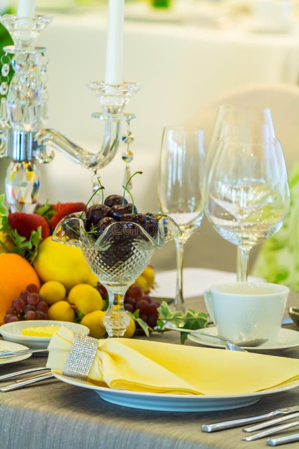 Luxury Wedding Party Dinner Table Setting Concept Stock Image - Image ...